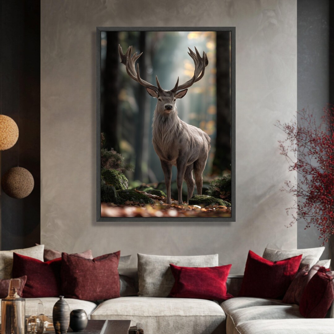 Majestic Stag in Forest Canvas, Wildlife Wall Art, Nature Animal Canvas ...