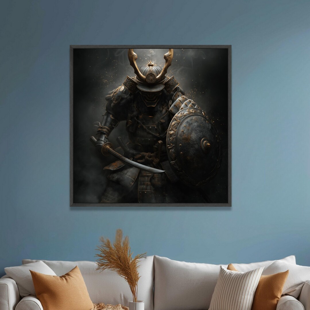 Dark Samurai Warrior Canvas Print, Japanese Armor Wall Art - Etsy