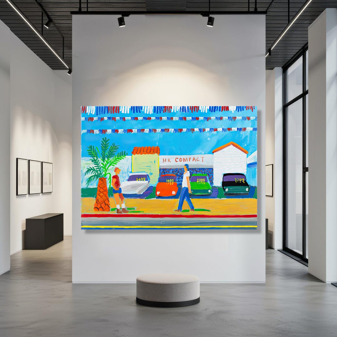 David Hockney Canvas Print, Colorful Used Car Lot Street Scene - Etsy
