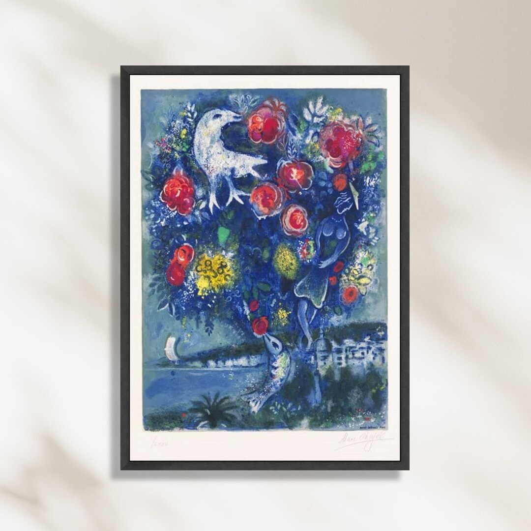 Marc Chagall Floral Canvas Print, Blue Abstract Tree Art - Etsy