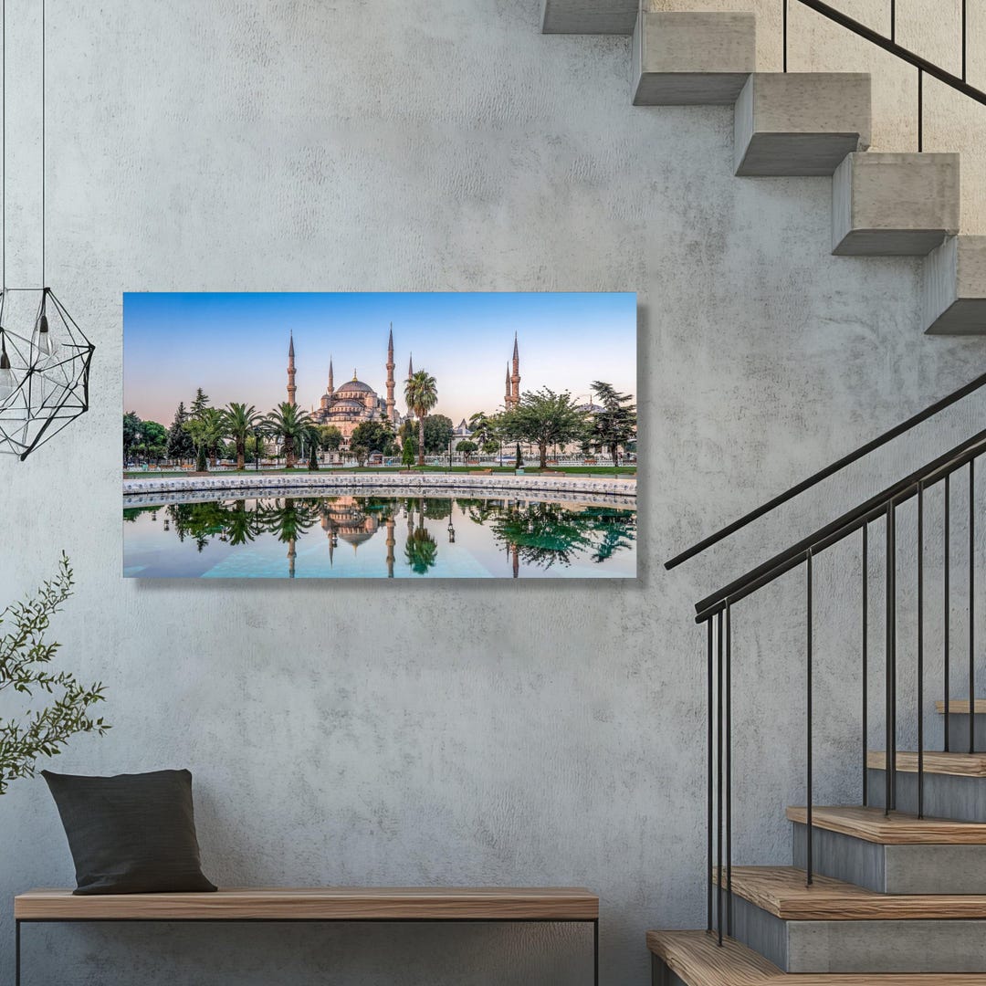 Blue Mosque Istanbul Canvas Print, Historic Landmark Reflection - Etsy