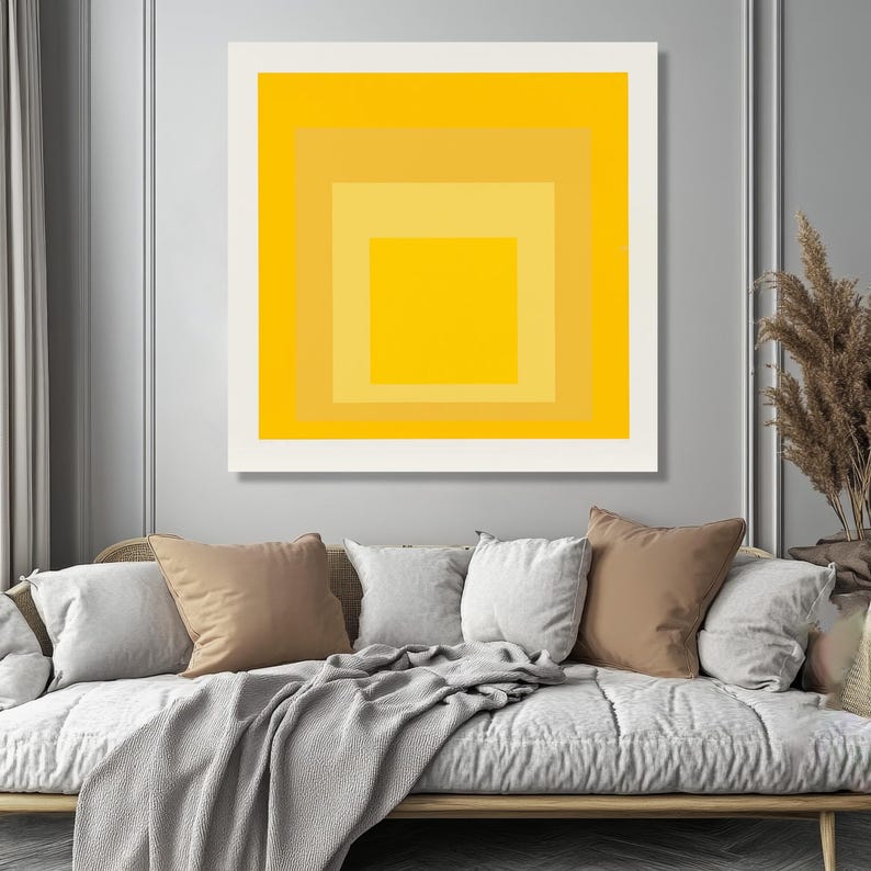 Joseph Albers Yellow Square Gradient Canvas Print, Minimalist Wall Art ...