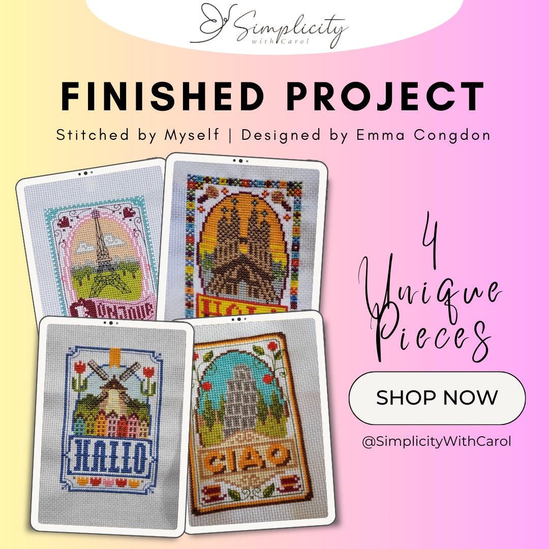 Completed Cross Stitch | 4 Unique Pieces "take a Break" by Emma Congdon ...