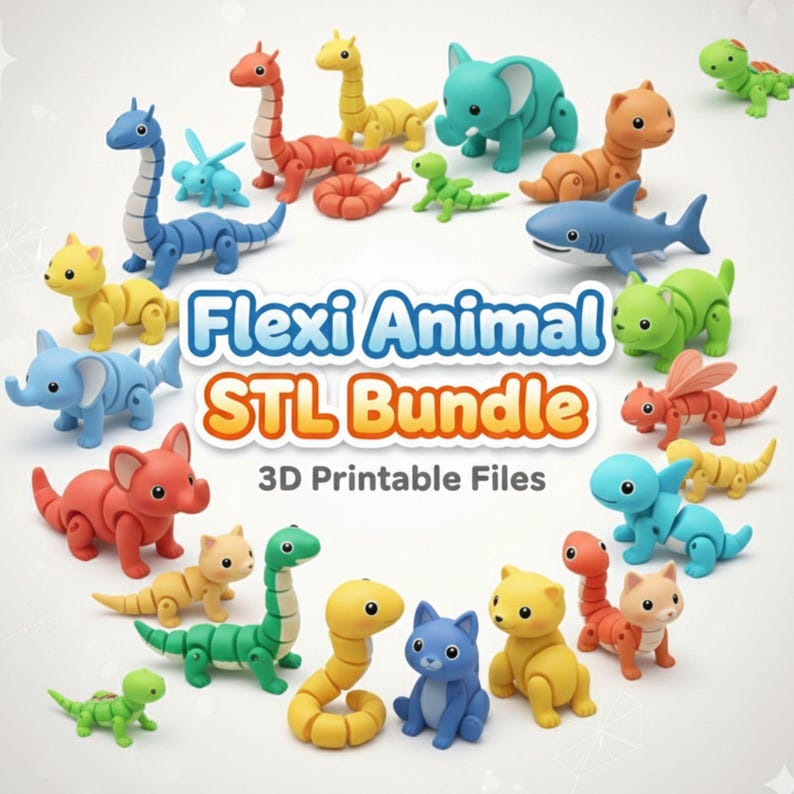 Flexi Animal STL Bundle, Articulated STL Mega Pack, STL + 3MF Files for ...