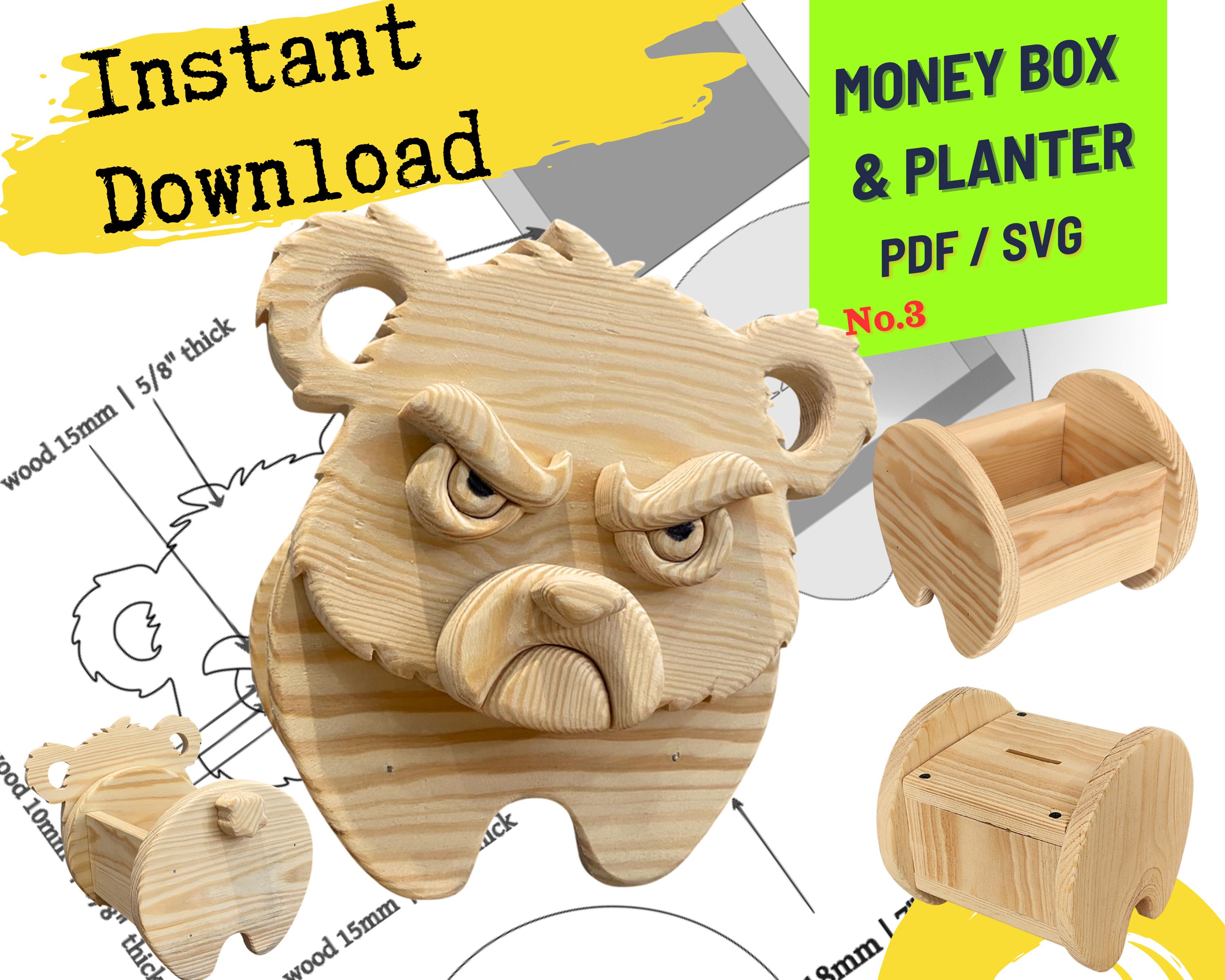 DIY Eco-friendly Wooden Animal | Digital Plans for Money Box & Planter ...