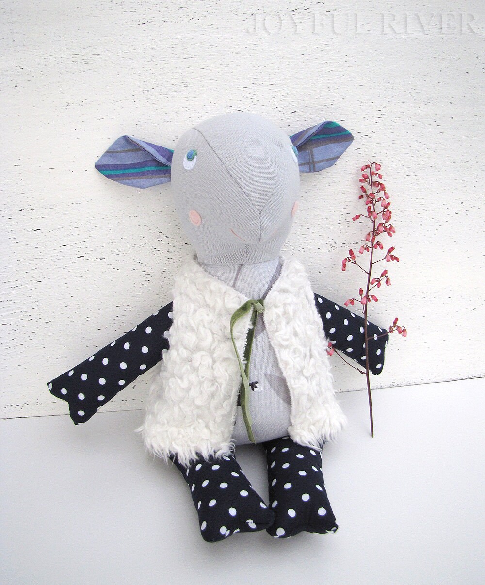 Cloth Doll Sheep in a Furry Vest . Soft Baby Toy Lamb Doll . - Etsy
