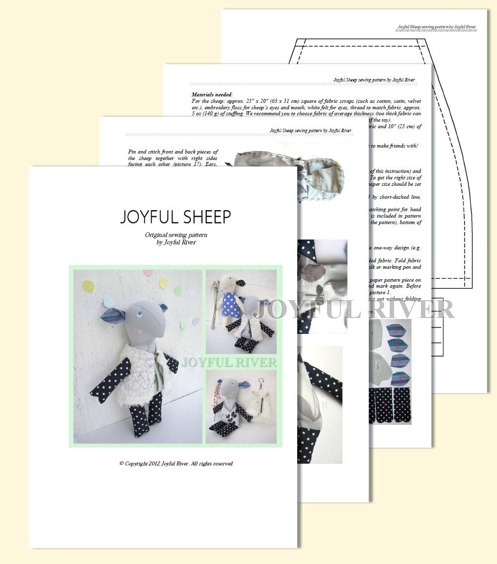 Stuffed Toy Sheep Pdf Sewing Pattern Sheep Doll Pattern Lamb Softie ...