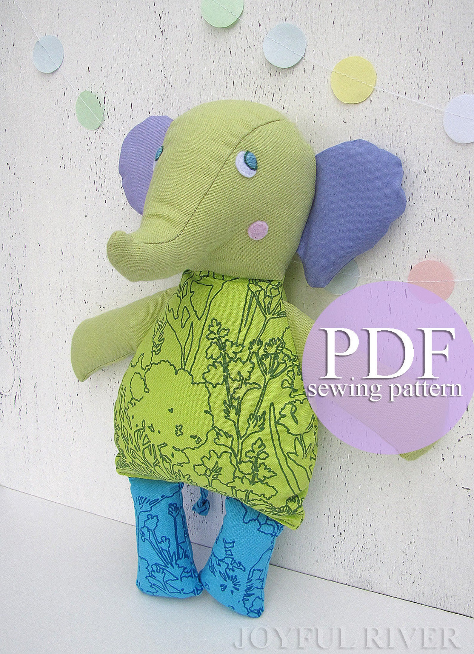 Elephant Sewing Pattern PDF. Stuffed Toy Elephant Sewing Tutorial. DIY ...