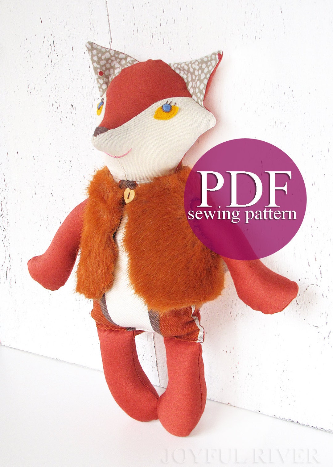 Fox Sewing Pattern PDF - Fox Doll Sewing Tutorial- Stuffed Toy Fox DIY ...