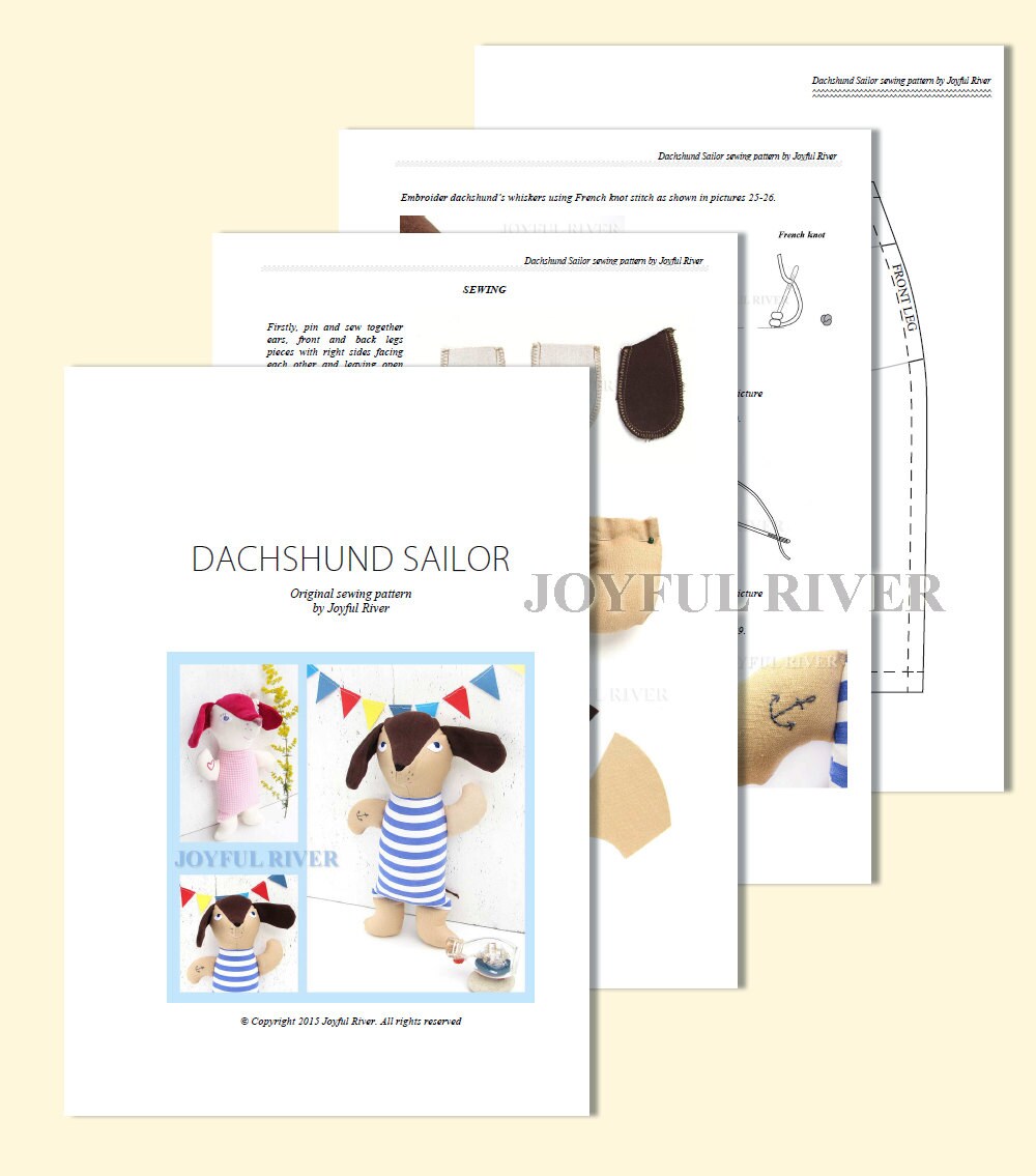 Dachshund Dog Sewing Pattern PDF. Stuffed Toy Dachshund Dog Sewing ...