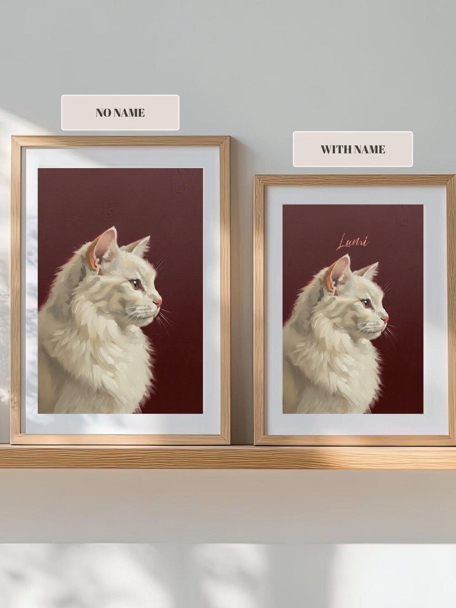 Personalized Turkish Angora Cat Portrait: White Fluffy Cat Oil Painting ...