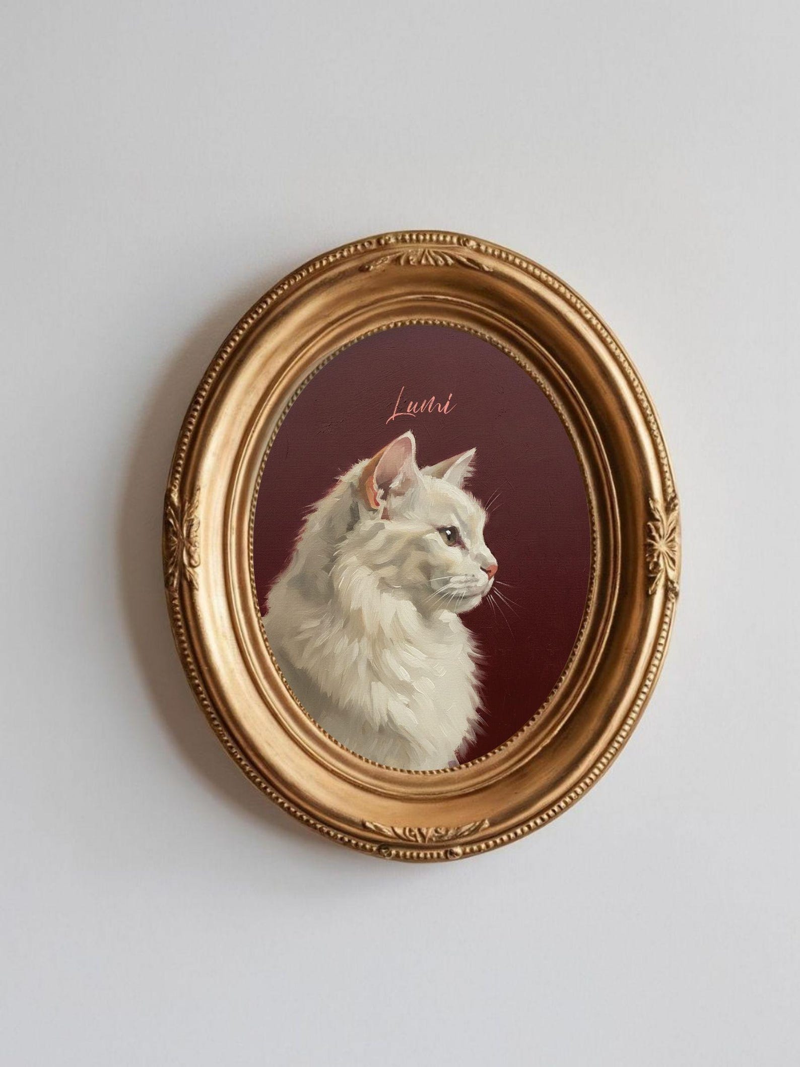 Personalized Turkish Angora Cat Portrait: White Fluffy Cat Oil Painting ...