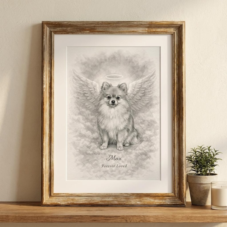 Custom Pet Memorial Portrait – Angel Wings, Dog & Cat Loss Art (digital ...
