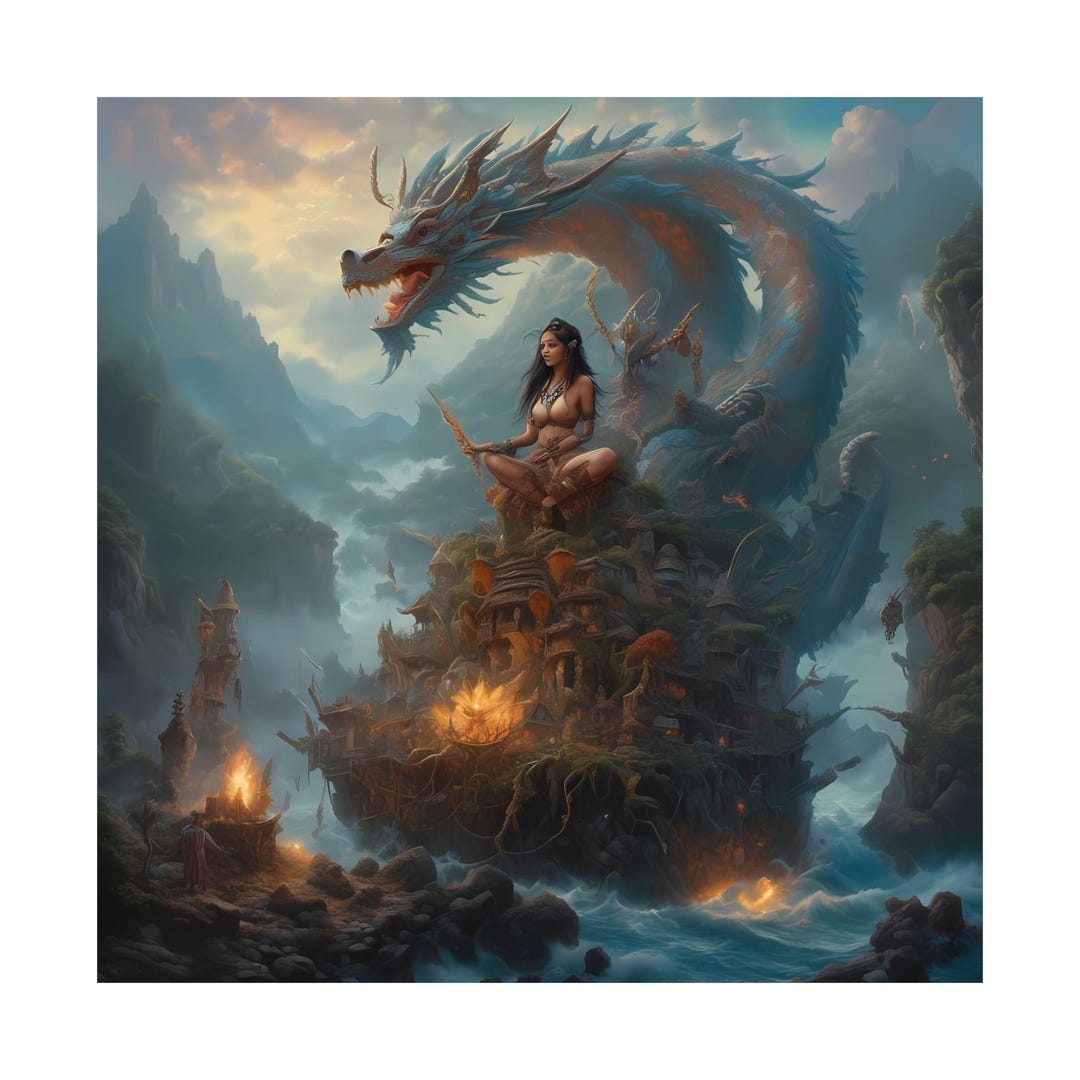 Dragon Princess Wall Art | Enchanted Fantasy Poster | Castle Decor ...