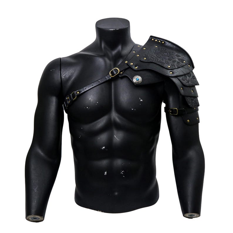 Farlangboo Embossed Leather Shoulder Armor: Medieval Viking Style ...