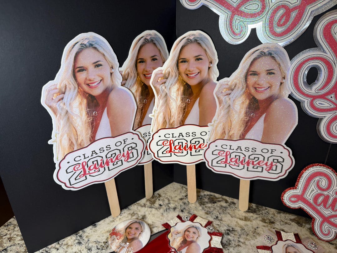 Custom Glitter Graduation Photo Fans | Senior Party Favors - Etsy