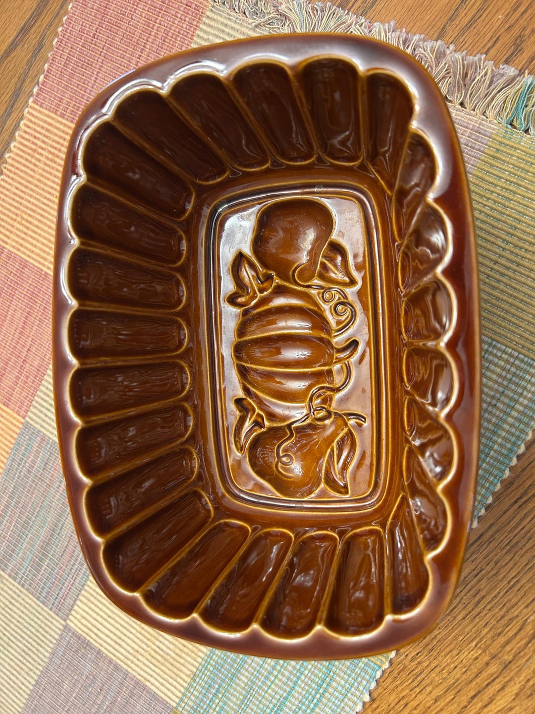 Fall Autumn Harvest Ceramic Loaf Pan With 3D Pumpkin Pear Apple Shapes ...