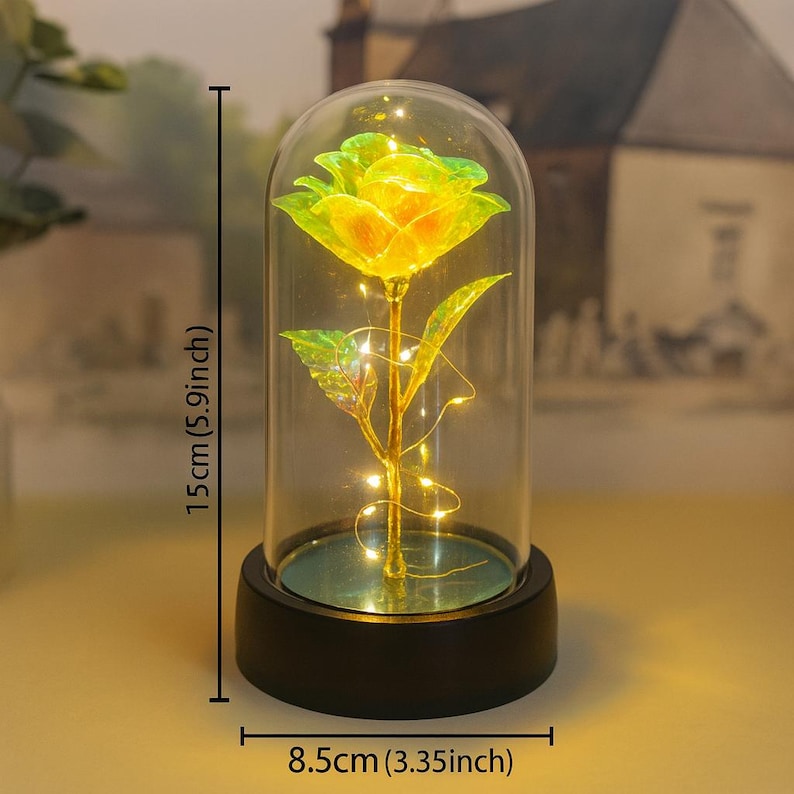 Eternal Rose Light in Glass Dome – LED Luminous Flower Decoration ...