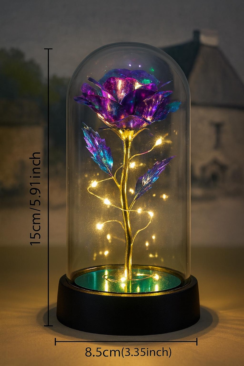 Eternal Rose Light in Glass Dome – LED Luminous Flower Decoration ...