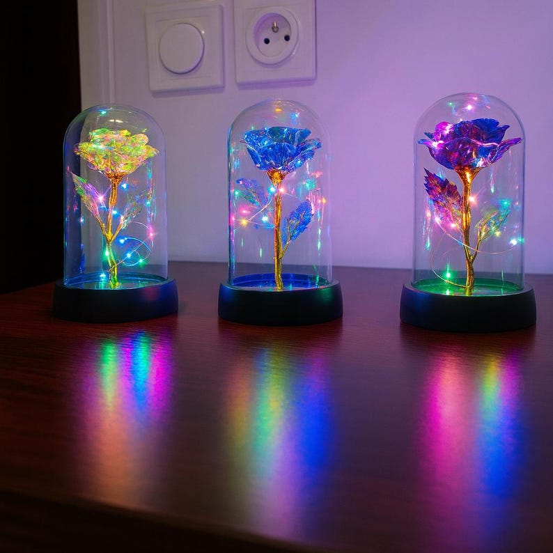 Eternal Rose Light in Glass Dome – LED Luminous Flower Decoration ...
