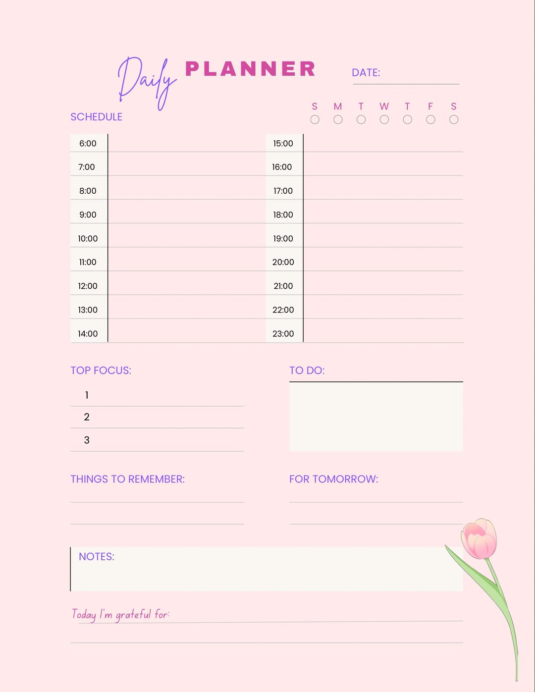 Pink Pastel Digital Planner | Daily Planner Template for Home, Work ...