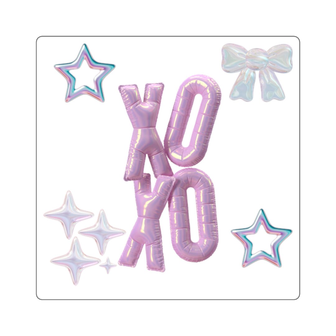 XOXO Glossy Square Stickers for Cute Decor, Laptop Stickers ...