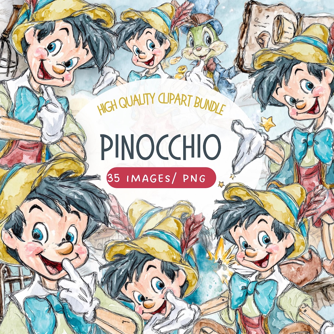 Pinocchio Watercolor Clipart Bundle | Fairy Tale Puppet Clipart ...