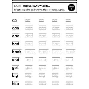 First 100 Sight Words Worksheets Printable PDF |sight Word Practice for ...