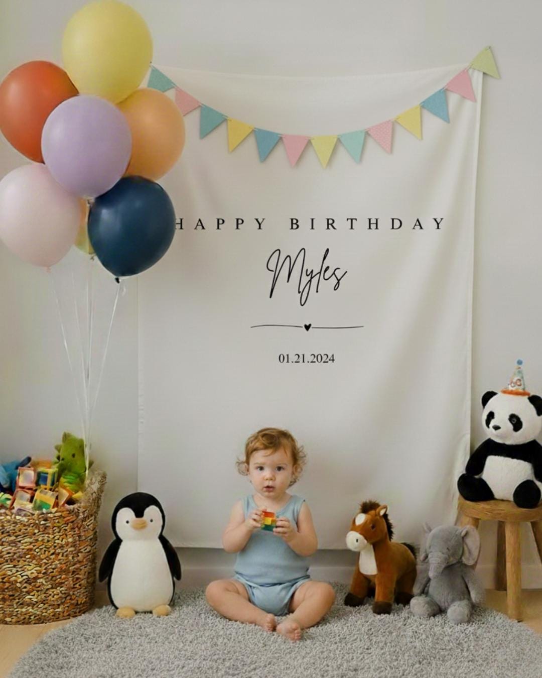 Personalized Happy Birthday Fabric Banner, Personalized Name Birthday ...