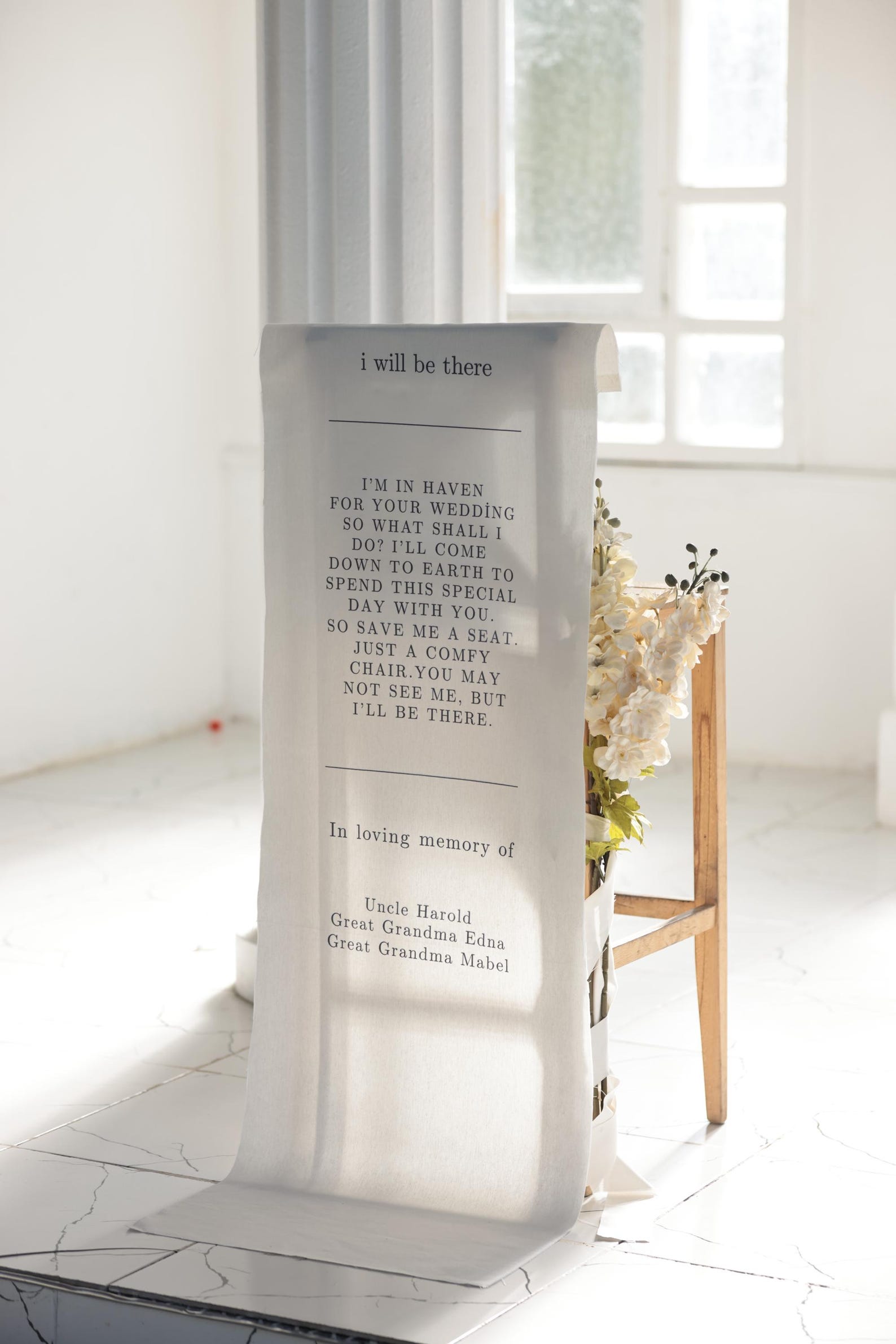Memorial Wedding Chair Sign – in Loving Memory Fabric Banner (heaven ...