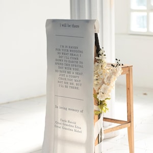 In Loving Memory Wedding Chair Sign | Personalized Memorial Fabric ...