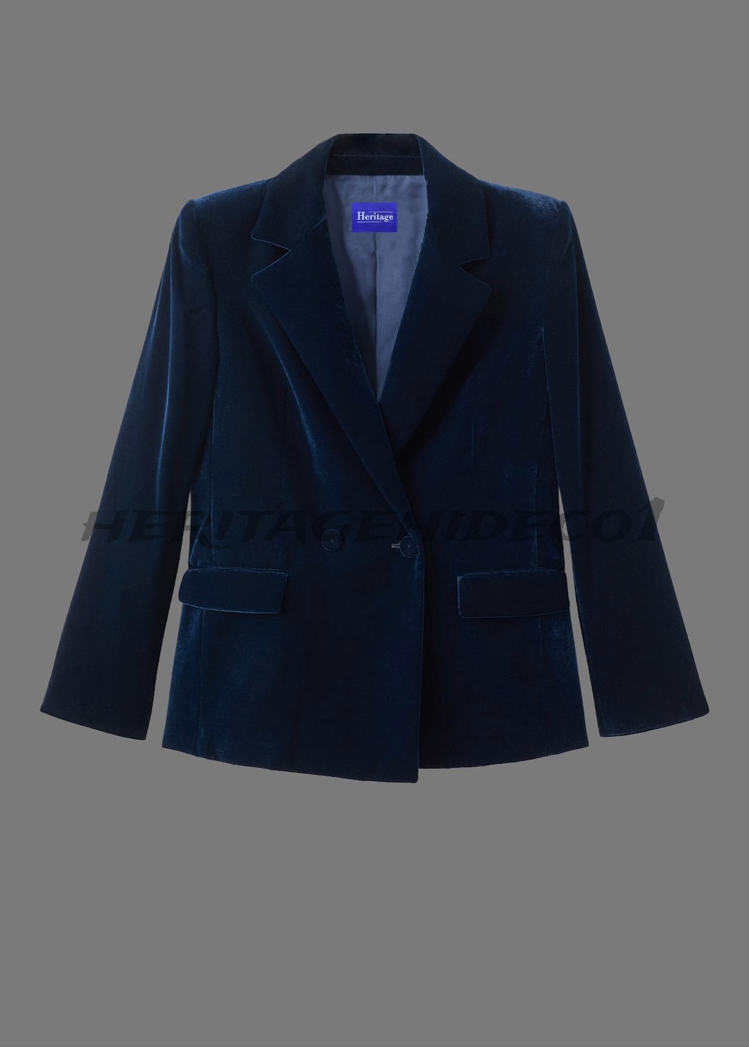 Women's Velvet Blazer, Navy Velvet Tailored Jacket, Elegant Evening ...
