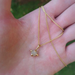 Raw Diamond Pendant Necklace 18K Gold Rough Diamond Necklace Unique ...