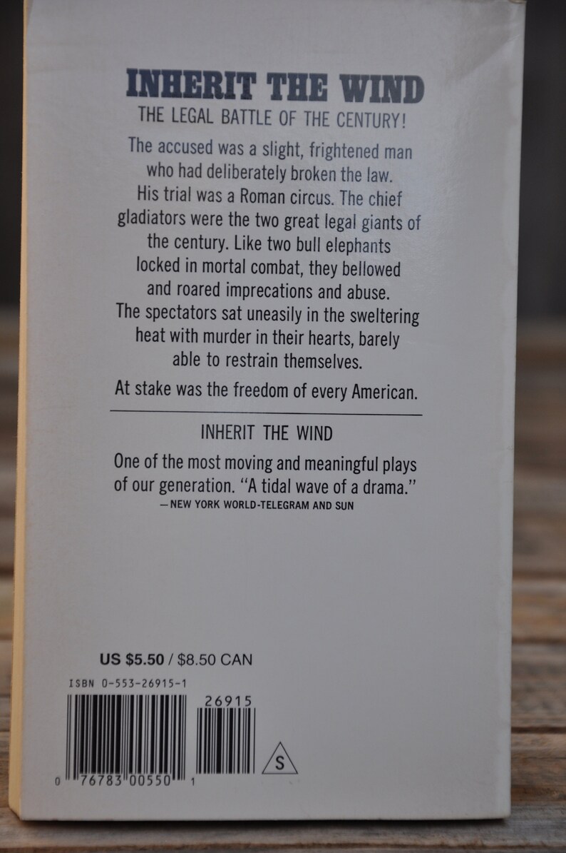 Inherit the Wind by Jerome Lawrence Robert E. Lee Play - Etsy