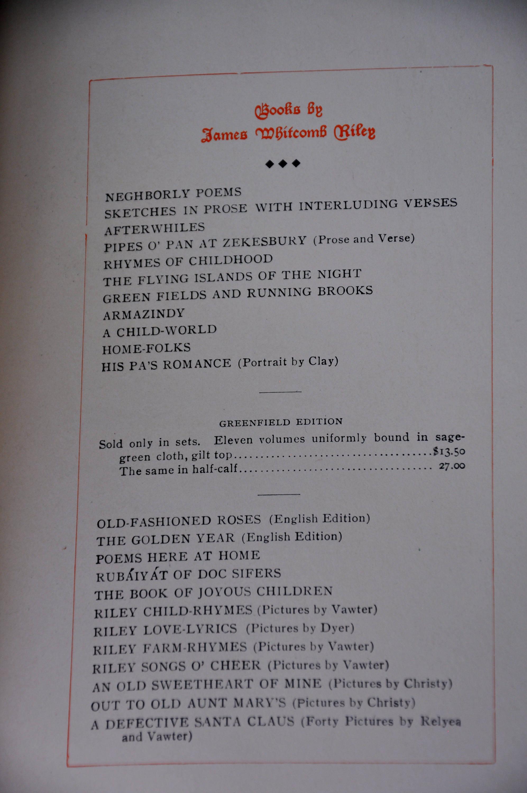 Riley Songs O' Cheer by James Whitcomb Riley Published Bowden-merrill ...