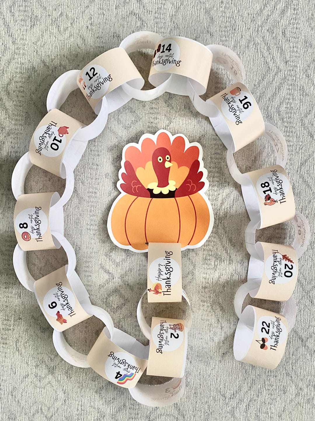 Thanksgiving Paper Chain Countdown Calendar Printable - Etsy