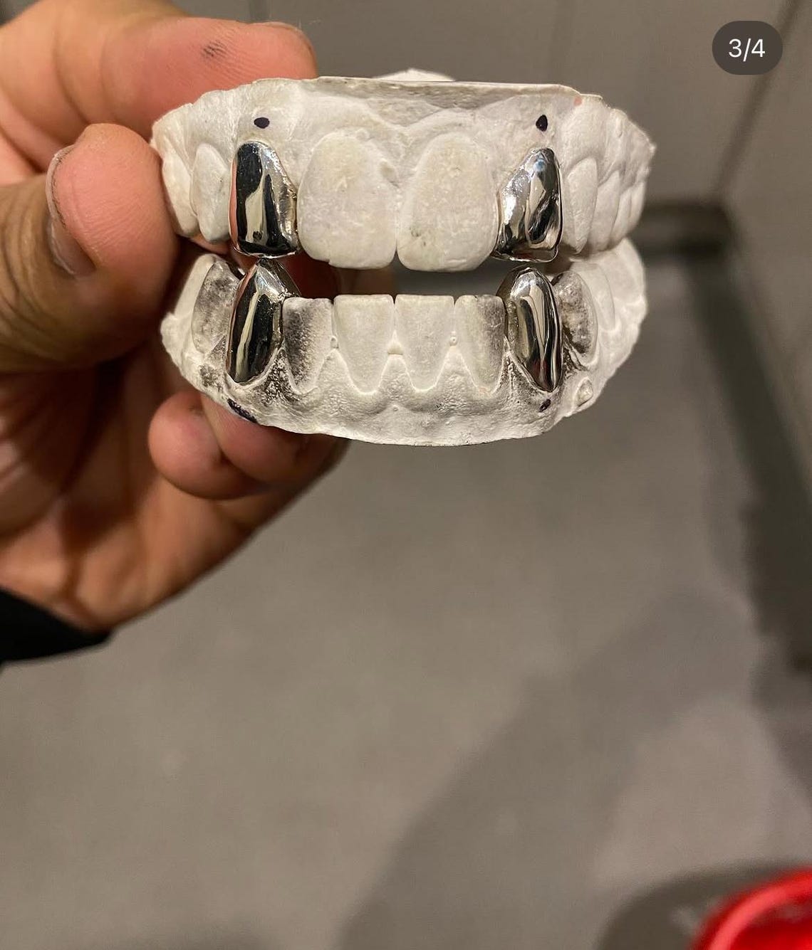 4 Sterling Silver 925 Caps Custom Made Grillz Any Teeth FREE Mould Kit ...