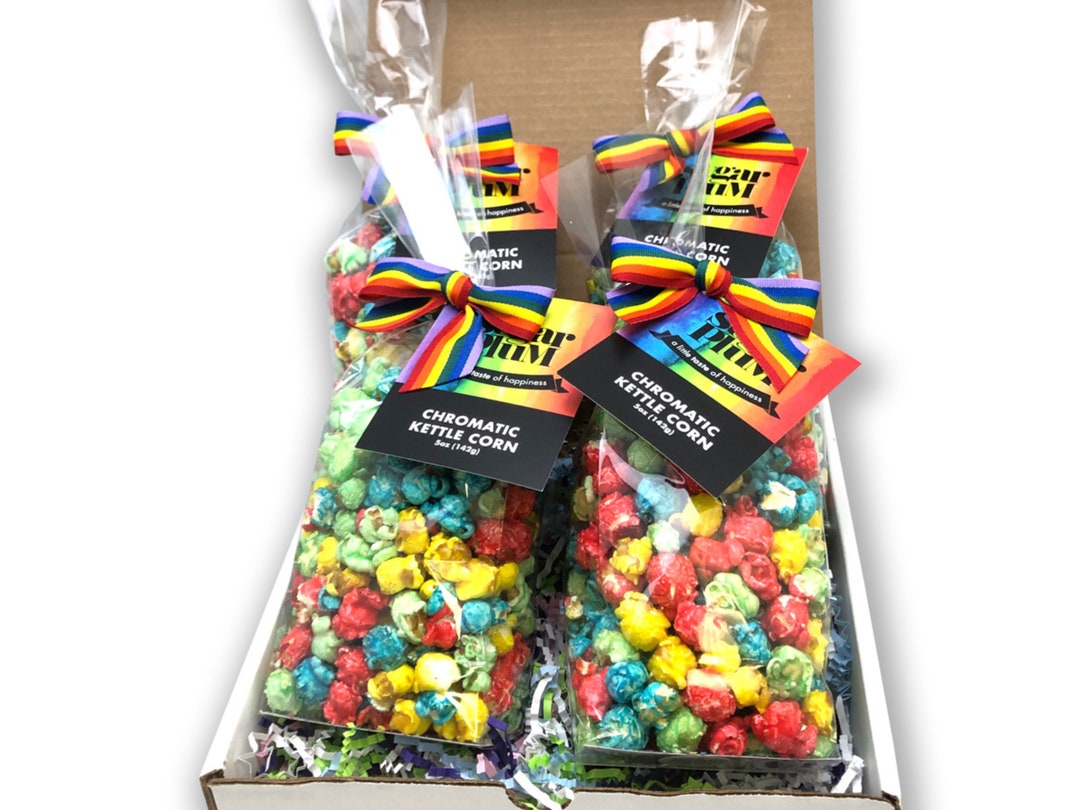 Chromatic Multi-colored Kettle Corn - Gourmet Snack Box - 4 Bags of ...
