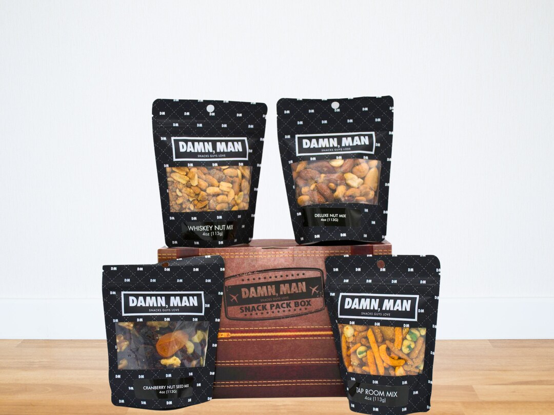 Damn, Man Nut Mix Snack Pack Gift Box 4 Handcrafted Nuts Gourmet Snacks ...