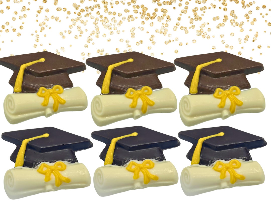 6 Handmade Graduation Chocolates Grad Cap and Diploma Party Favors ...