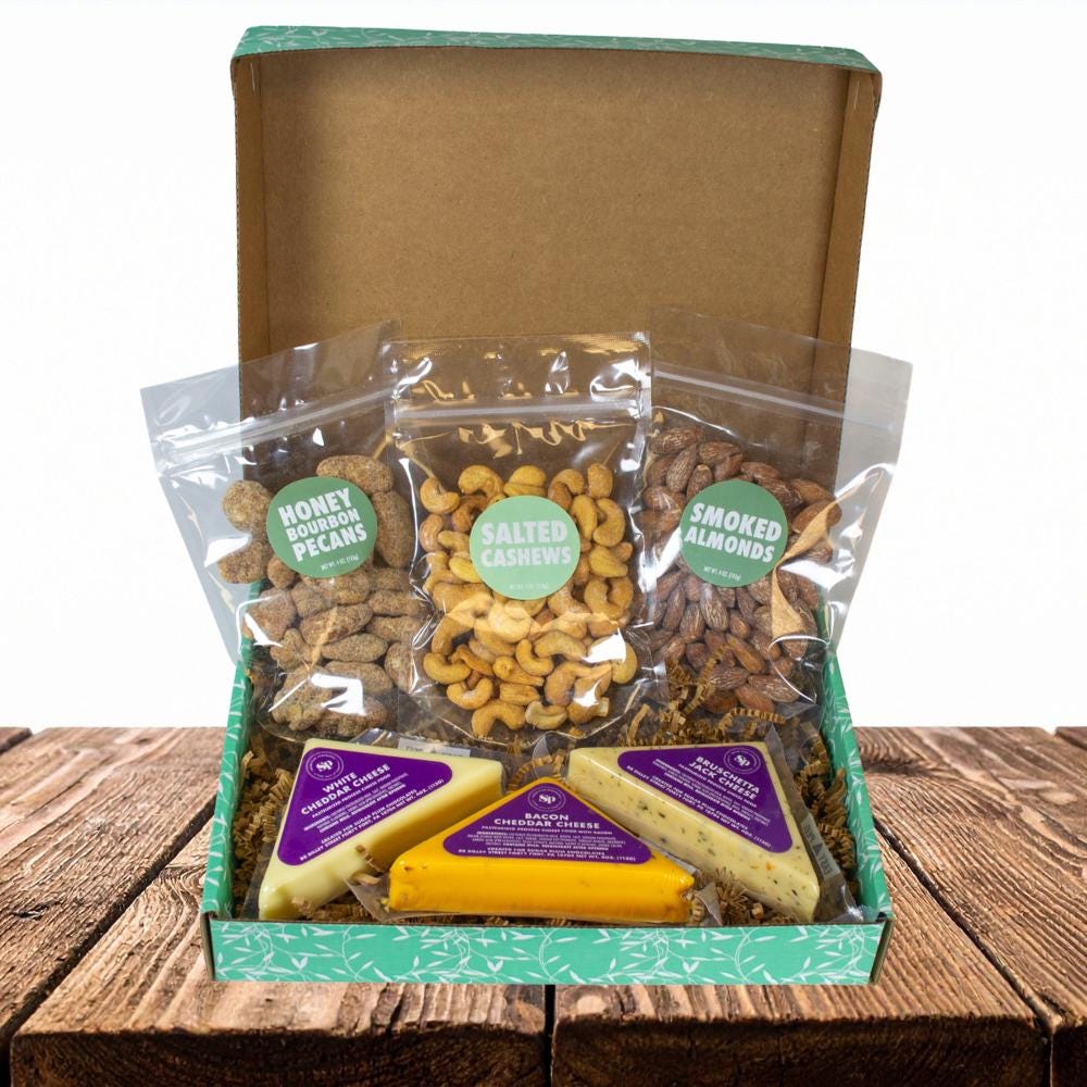 Nut and Cheese Box - Charcuterie Board - 6 Snacks - Gourmet Gift Nuts ...