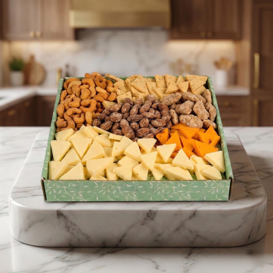Nut and Cheese Box - Charcuterie Board - 6 Snacks - Gourmet Gift Nuts ...