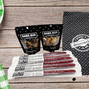 Damn, Man Protein Snack Bag Deluxe Nuts Cranberry Trail Mix Beef Jerky ...