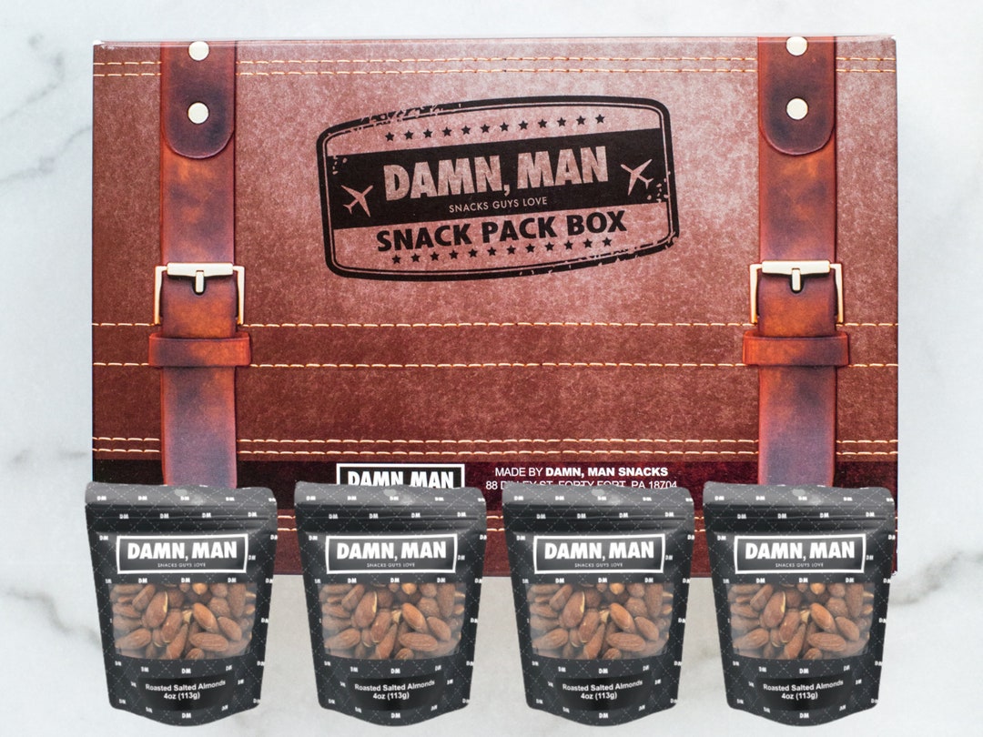Damn Man Roasted Salted Almonds 4 Oz. Bags Snack Pack Box - Etsy