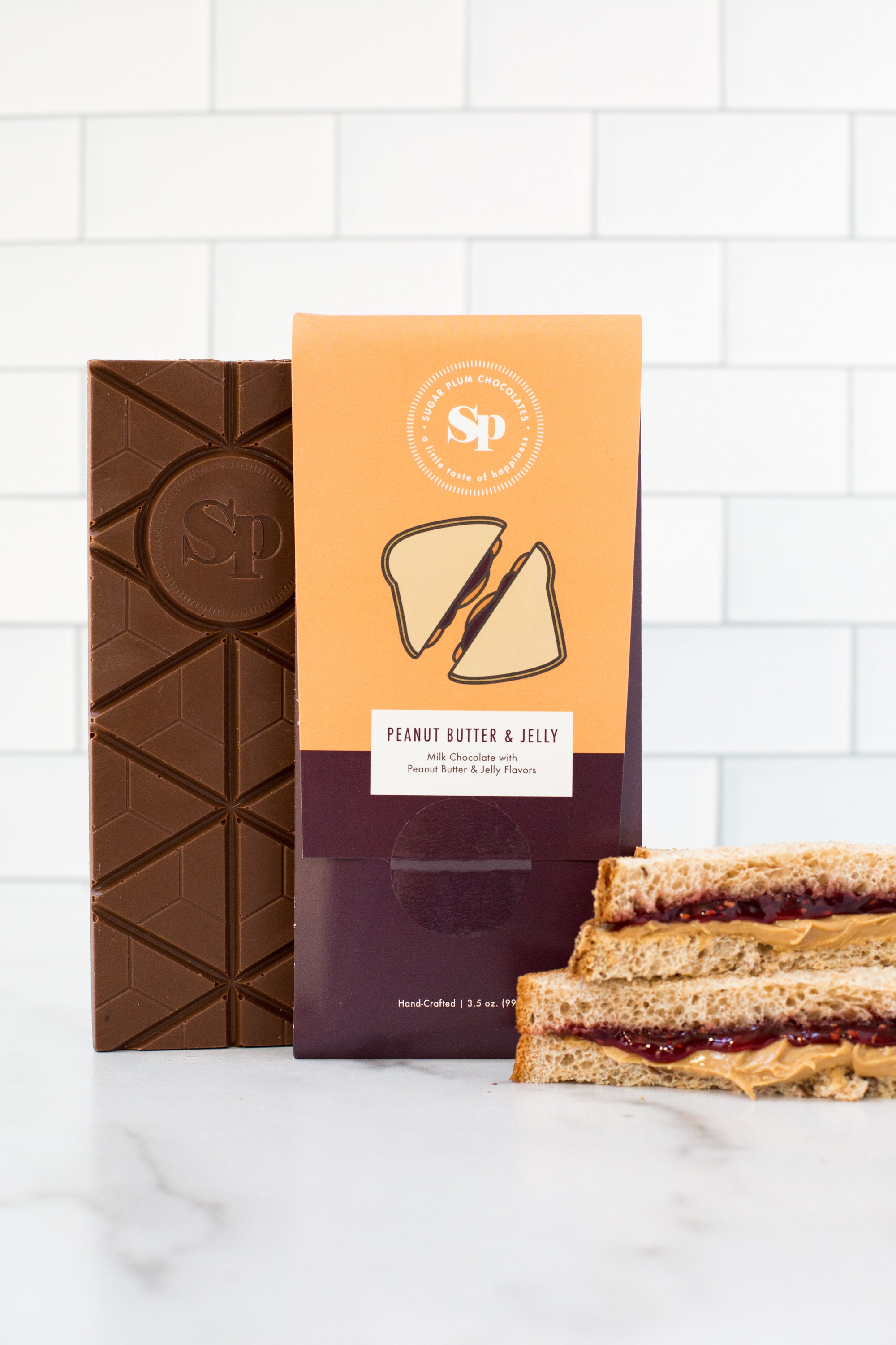 Peanut Butter & Jelly Milk Chocolate Bar - Gourmet Nostalgic Treat 5 or ...
