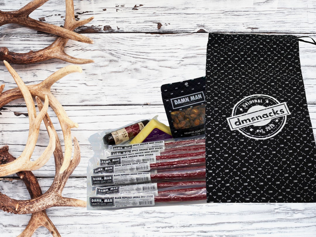 Damn, Man Mild and Wild Bag Elk Sausage BBQ Almonds Beef Jerky Sticks ...