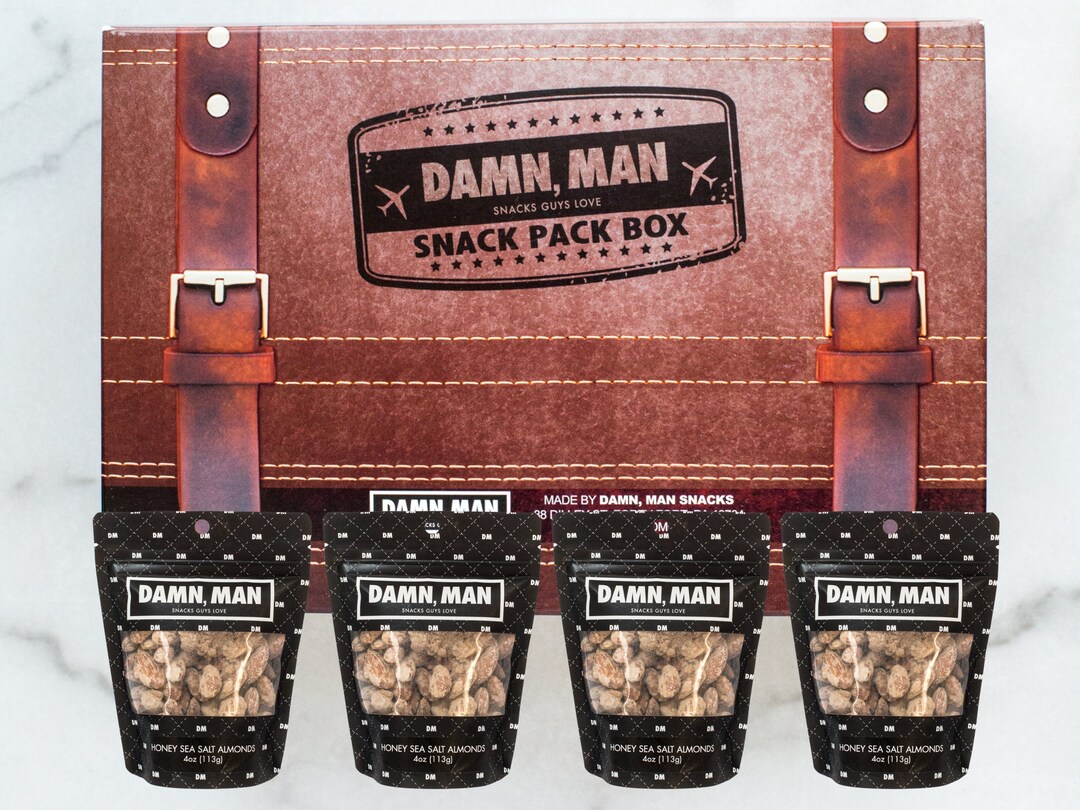 Damn, Man Honey Sea Salt Almonds 4 Oz. Bags - Snack Pack Box - Gourmet ...
