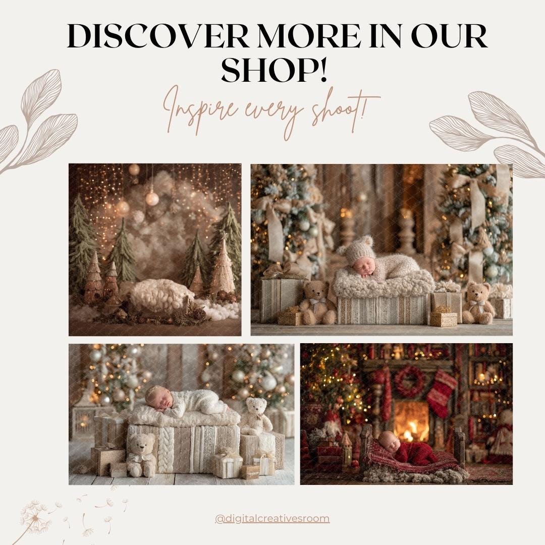 Santa & Baby Digital Christmas Backdrop: Newborn Photography Prop (PNG ...