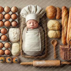 Newborn Baker Digital Backdrop: Baby Chef Photography Prop (PNG) - Etsy