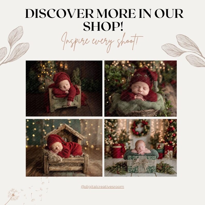 Christmas Newborn Digital Backdrop: Holiday Baby Photo Prop (instant ...